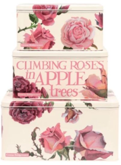 Flowers: Emma Bridgewater - Roses and Words - Set of 3 Square Cake Tins